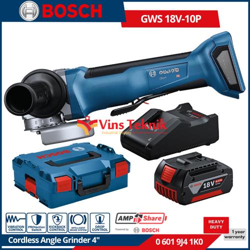Promo BOSCH GWS 18V-10 P Cordless Angle Grinder 100mm Mesin Gerinda ...