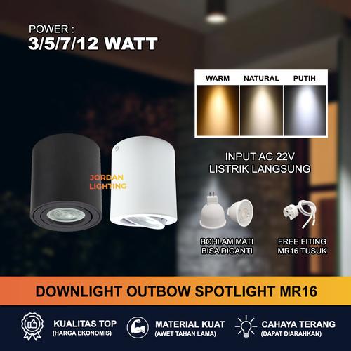 Jual Paket Lampu Downlight LED Plafon Tempel Sorot Spotlight Outbow 3W / 7W - 7W Putih, Putih ...