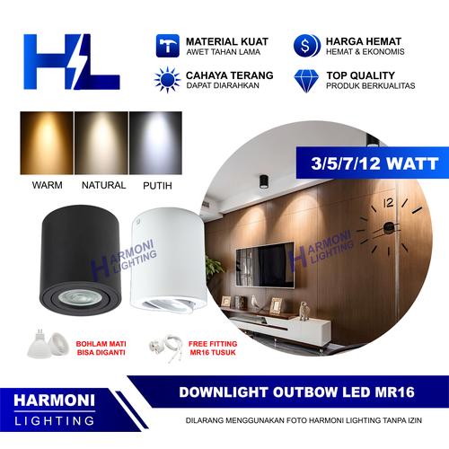 Jual Lampu Downlight Outbow LED Plafon Sorot 3W 5W 7W Spotlight 3/5/7 Watt - Hitam, 7W Putih ...