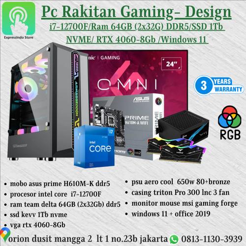 Jual PC RAKITAN Gaming - Design i7-12700F Ram 64Gb (2x32Gb) ddr5 ssd ...