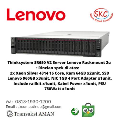Jual Thinksystem SR650 V2 Server Lenovo Rackmount 2U, 2x Xeon Silver ...