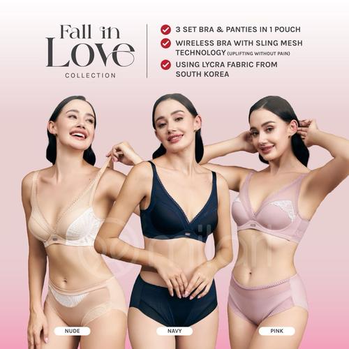 Jual MILARI | FALL IN LOVE COLLECTION - CROSS BRA, 3SET BRA TANPA KAWAT NYANGGAH PD /LYCRA ...