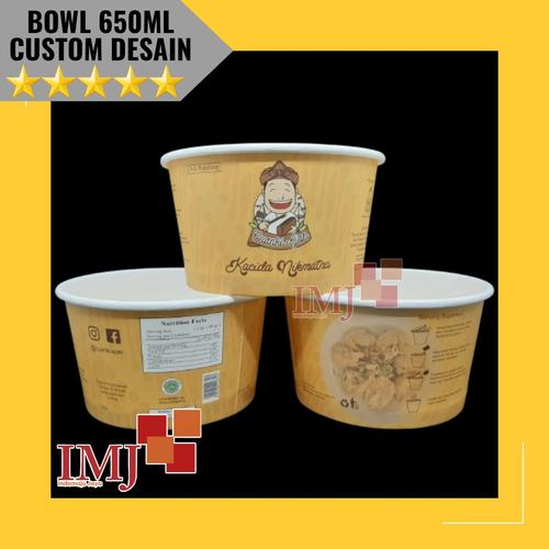Jual PAPER BOWL 650ML CUSTOM DESAIN FULL COLOR CETAK BOWL 650 ML FULL ...
