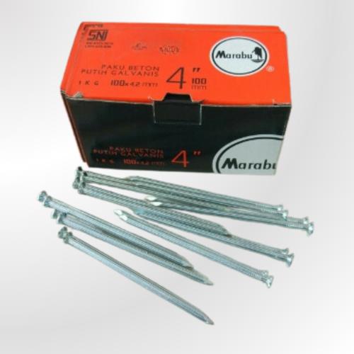 Jual PERKOTAK Paku Beton 4 Inch Marabu Putih Paku Tembok Dinding 100 mm ...