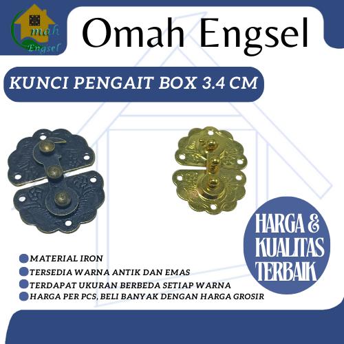 Jual Kunci Pengait box/ kunci kotak perhiasan/ gesper 3.4 cm / latch ...