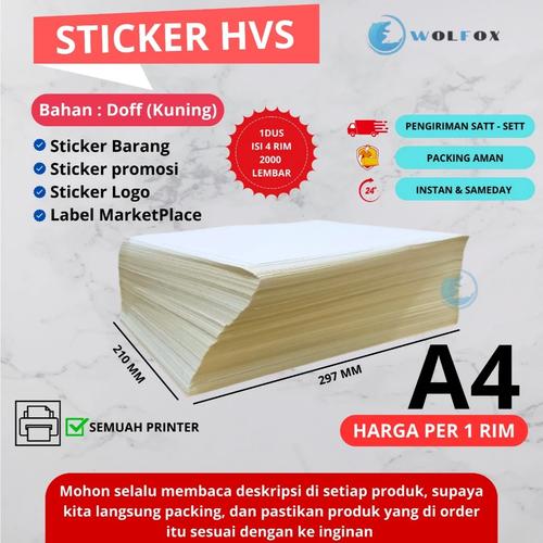 Promo STIKER LABEL HVS A4 ISI 500 LEMBAR / STICKER UKURAN A4 - Kota ...