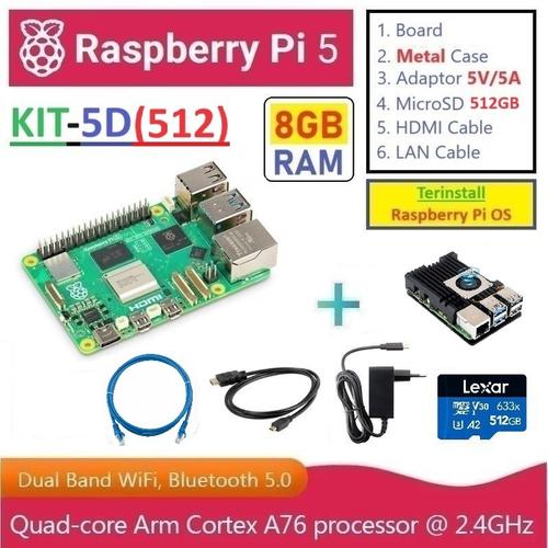 Jual KIT-5D(512) : Raspberry Pi 5 (8GB RAM) - Complete SET (MicroSD ...