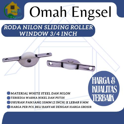 Jual Roda nilon sliding roller window 3/4 inch roda ulih flat nylon 2 ...