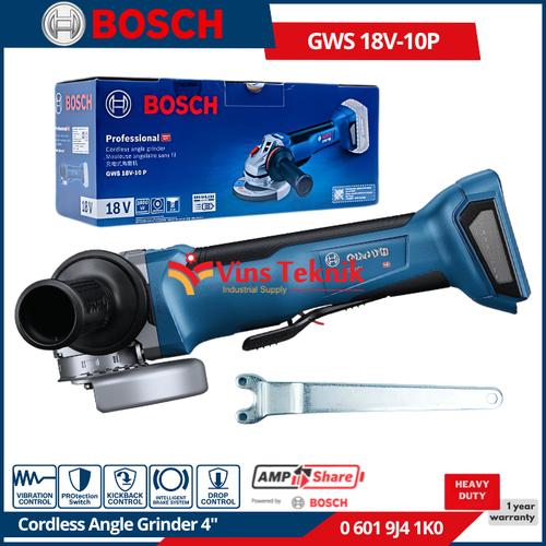 Promo BOSCH GWS 18V-10 P Cordless Angle Grinder 100mm Mesin Gerinda ...