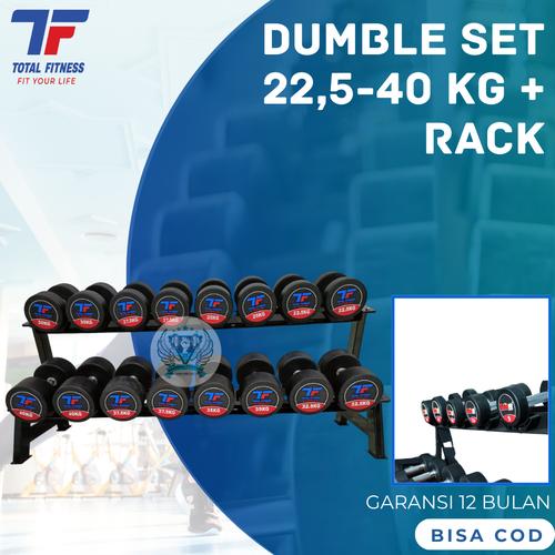 Jual Dumble Set 22,5 - 40 Kg Plus Rack | Dumbbell + Rack | Barbel Total ...