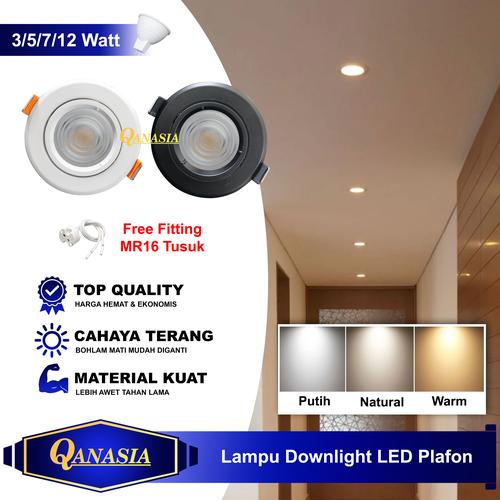 Jual Lampu Downlight LED Sorot 3 Watt 7 Watt Lampu Plafon MR16 Spotlight - Body hitam, 3W Putih ...