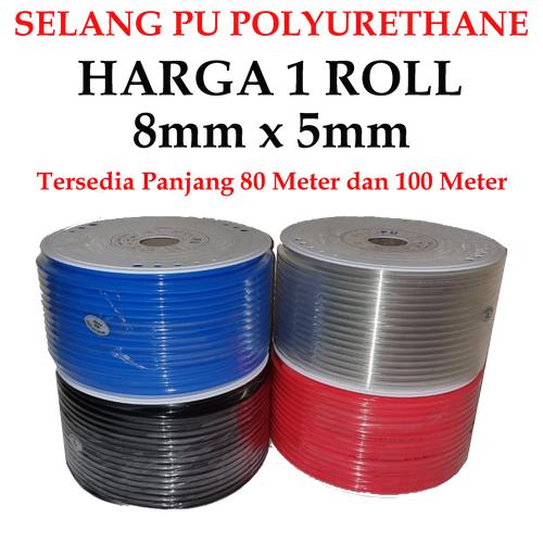 Jual Selang Pu 8 mm x 5 mm selang pneumatic 8mm ( POLYURHETANE ) harga ...