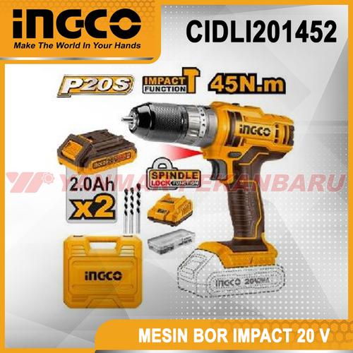 Jual Mesin Bor Baterai 20 V Impact INGCO 2 Batteray + 1 Charger ...