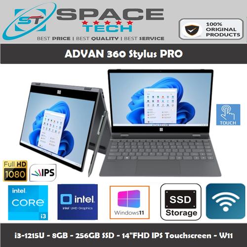 Promo ADVAN Laptop 360 Stylus PRO i3-1215U 8GB 256GB SSD 14”FHD IPS ...