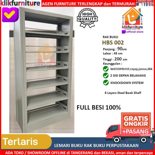 Promo Rak Buku Perpustakaan Besi Library Book Rack 2 Sisi HBS002 Cicil ...