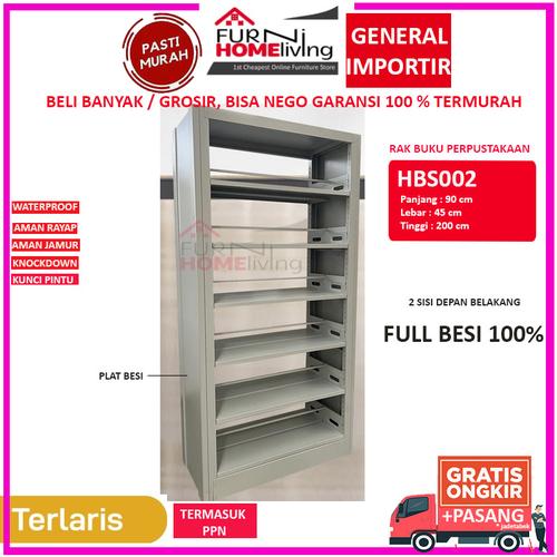 Promo Rak Buku Besi Shelfing Rack Perpustakaan Library Book 2 Sisi HBS ...