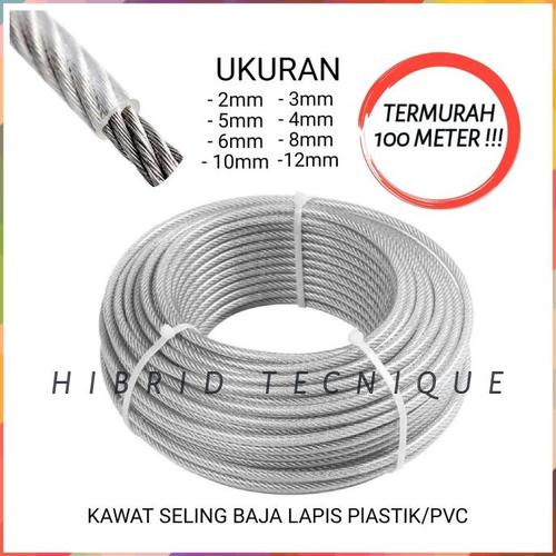 Jual Kabel Tali Seling Baja Lapis Selang 2 3 4 5 6 8 10 12 mm Kabel sling Galvanis wire rop ...