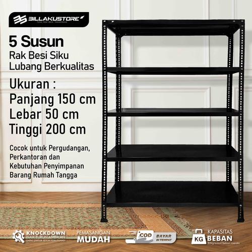 Jual Rak besi siku lubang 5 susun 150 cm x 50 cm x 200 cm - Putih ...