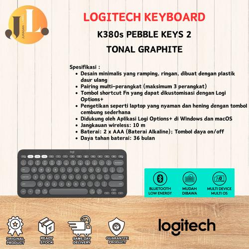 Jual LOGITECH KEYBOARD K380s PEBBLE KEYS 2 TONAL GRAPHITE BLACK HITAM ...