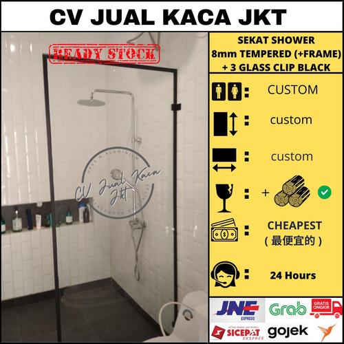 Jual Sekat Shower Kamar Mandi Partisi Kaca Tempered 8mm Asahi + Frame ...