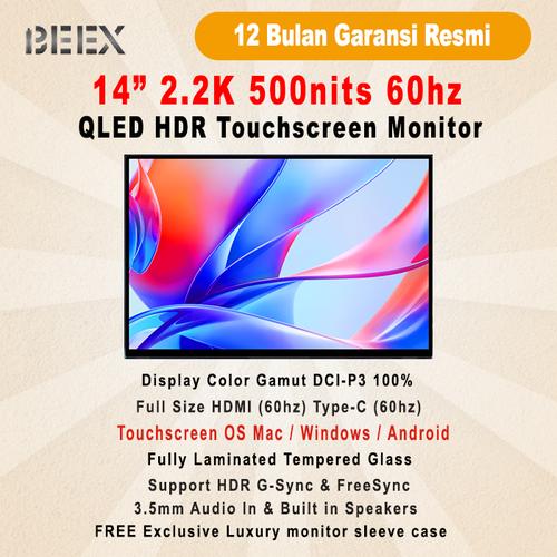 Jual BeeX QLED 14" 2.5K Premium Ultra-Thin Portable Monitor Type C HDMI ...