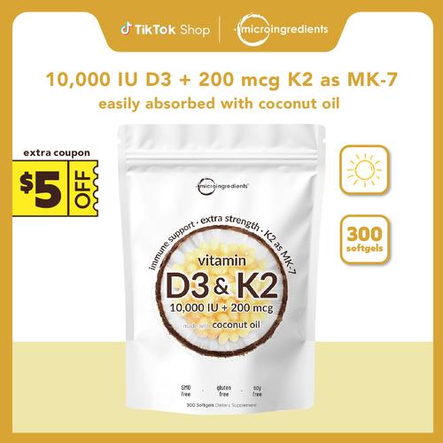 Jual MICRO INGREDIENTS MICROINGREDIENTS VITAMIN D3 K2 10000 IU MICROINGREDIENTS VITAMIN D3 10000 ...