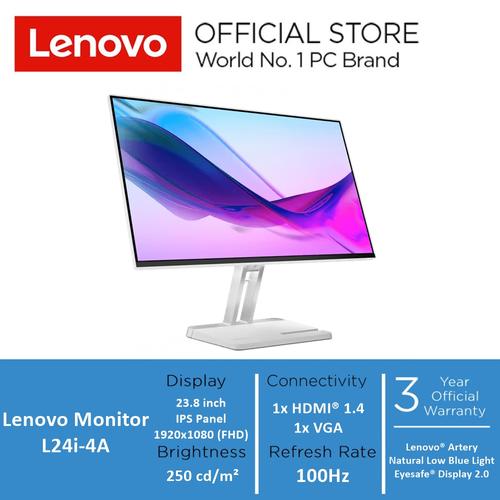 Promo Lenovo Monitor L24i-40 23.8" FHD IPS Panel 100Hz Anti-glare ...