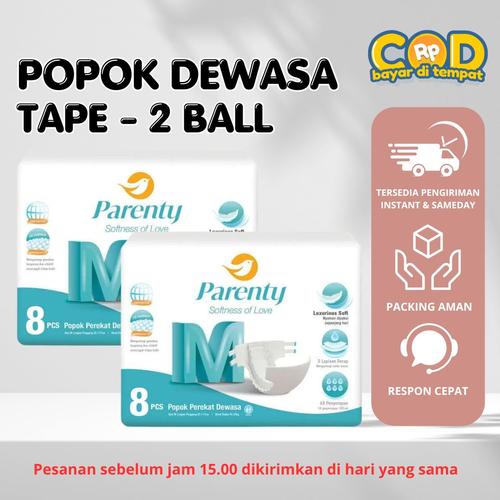 Jual [2 BALL] PARENTY Popok Perekat Dewasa Lansia Ukuran M/L/XL x 2 PACK Pempers Lembut Extra ...