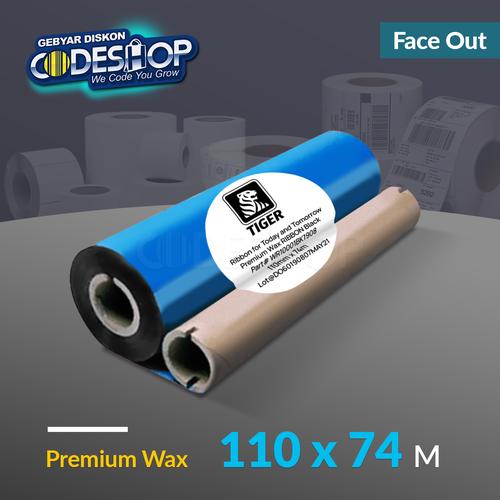 Jual Ribbon Barcode Premium Wax 110x74 M TIGER Double Core Tinta ...