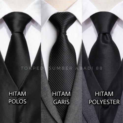 Jual Dasi Panjang Pria Warna Hitam Polos dan Motif Garis - Hitam Polos ...