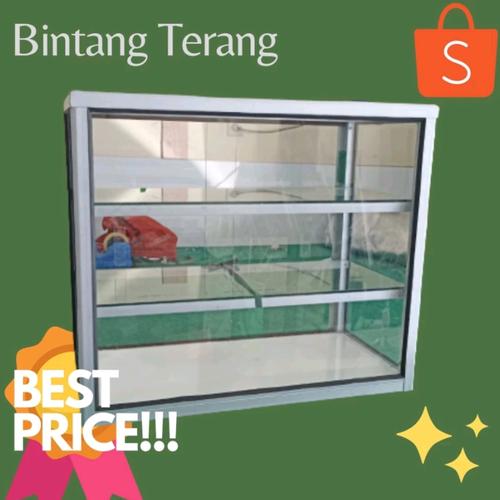 Jual etalase Panjang 120 cm lebar 45cm tinggi 80 cm, pintu kaca, 3 rak ...