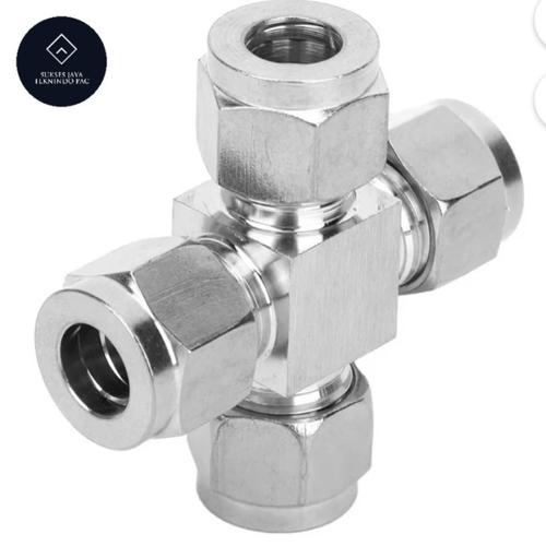 Jual UNION CROSS TEE TUBE CONNECTOR STAINLESS SS316 OD 3/8" INCH / SS ...