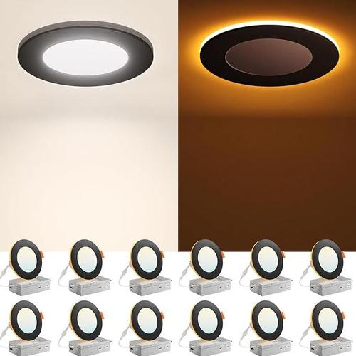 Jual Bigsale Amico 12 Pack Black 4 Inch 5Cct Led Recessed Ceiling Light ...