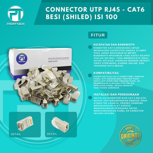 Promo Konektor UTP RJ 45 isi 100 cat 6e /jack conector rj45 Besi ...