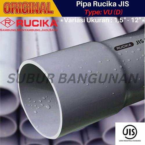 Jual PIPA PVC RUCIKA D (VU) ABU JIS 1 1/2" 2" 2 1/2" 3" 4" 5" 6" 8" 10" 12" TEBAL D (VU) PANJANG ...