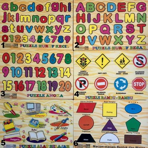 Promo Part 1 Puzzle Kayu SNI Ukuran 20x30 CM Seri Angka Alphabet Huruf ...