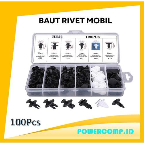 Jual 100Pcs Door Panel Retainer Clip Rivet! Bumper Retainer Clips! Baut ...