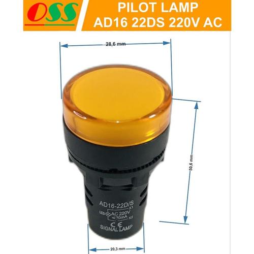 Jual BEST!!! Pilot Lamp AD16 22DS 220V AC Lampu Indikator LED Signal ...