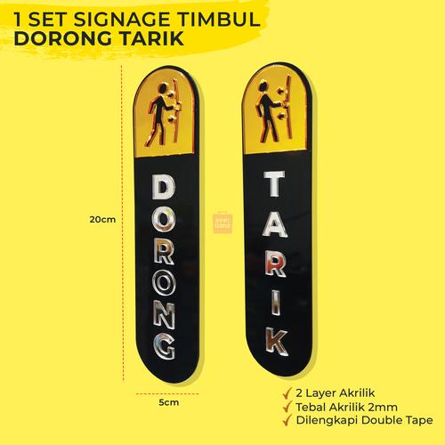 Jual 1 Set Tanda Dorong Tarik Akrilik Timbul Vertical Sign Pintu Dorong ...