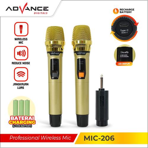 Jual ** 【Gratis Ongkir+COD】Advance Mic Wireless Microphone Mic double ...