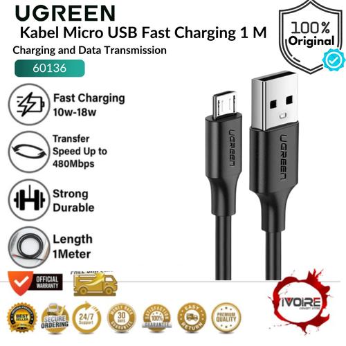 Jual UGREEN Cable USB 2.0 to Micro TPE 1M Black - PN 60136 - Kota Medan - Ivoire Concept Store ...