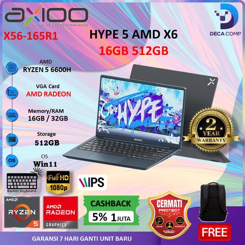 Promo AXIOO HYPE 5 AMD X6 RYZEN 5 6600H 16GB DDR5 512GB SSD W11 14.0FHD ...