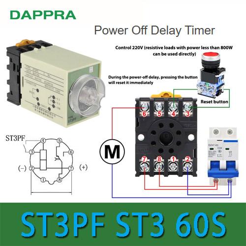 Jual ST3PF ST3 60S Time relay AC220V Power Off Delay Timer 8Pin PN22 ...