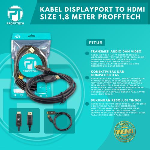 Jual Kabel displayport to hdmi female or male. 1.8 meter - Jakarta ...