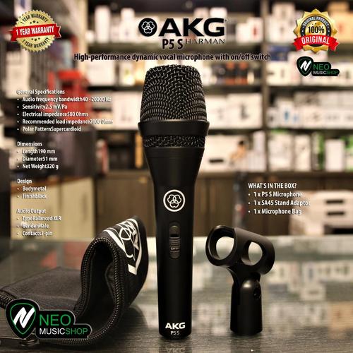 Jual ** AKG P5 S High-performance Dynamic vocal microphone with on/off Switch ** - Jakarta Barat ...