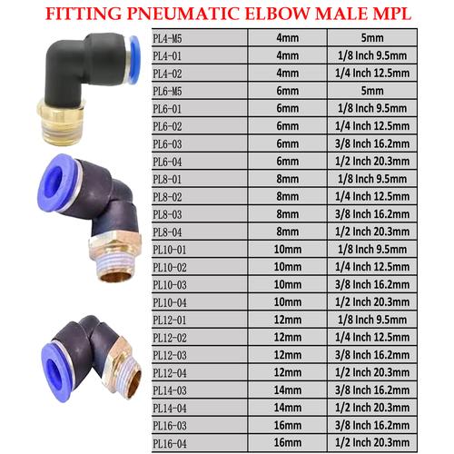 Jual FITTING PNEUMATIC ELBOW MALE DRAT SELANG SLIPLOCK MPL PL - PL4-M5 - Jakarta Barat - Utama ...