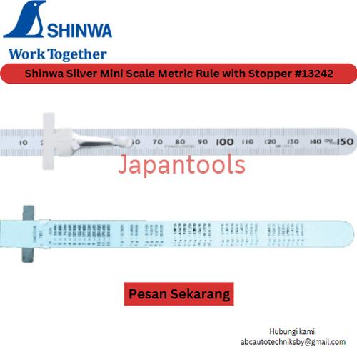 Jual Shinwa Silver Mini Scale Metric Rule with Stopper #13242 - Kab ...