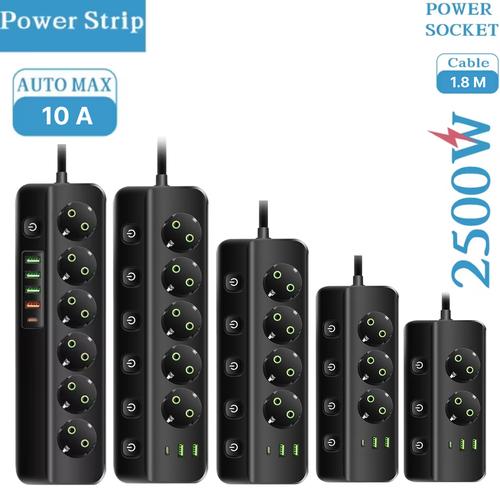 Jual Stop Kontak Switch USB Type C 2 3 4 5 6 Lubang EU Plug Colokan Listrik Multi Port 10A 250V ...