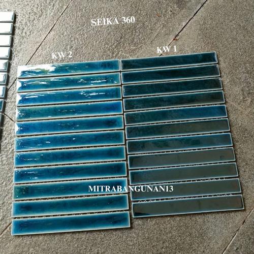 Jual Keramik Mosaic Mozaik Long Striped Biru Mix Glossy Merk Kuda Laut ...