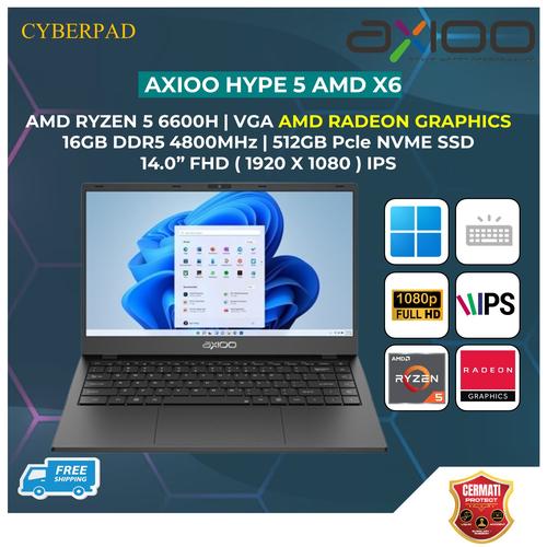 Jual Axioo hype 5 amd X6 ryzen 5 6600H 16gb DDR5 512gb ssd w11 14.0 ...